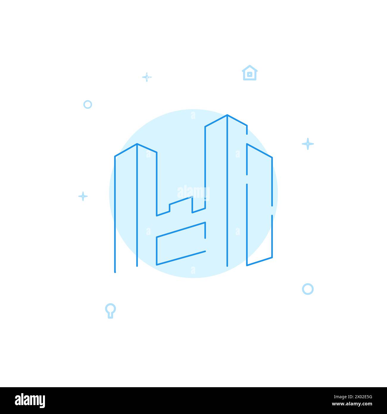 Skyscrapers, future city vector icon. Flat illustration. Filled line ...