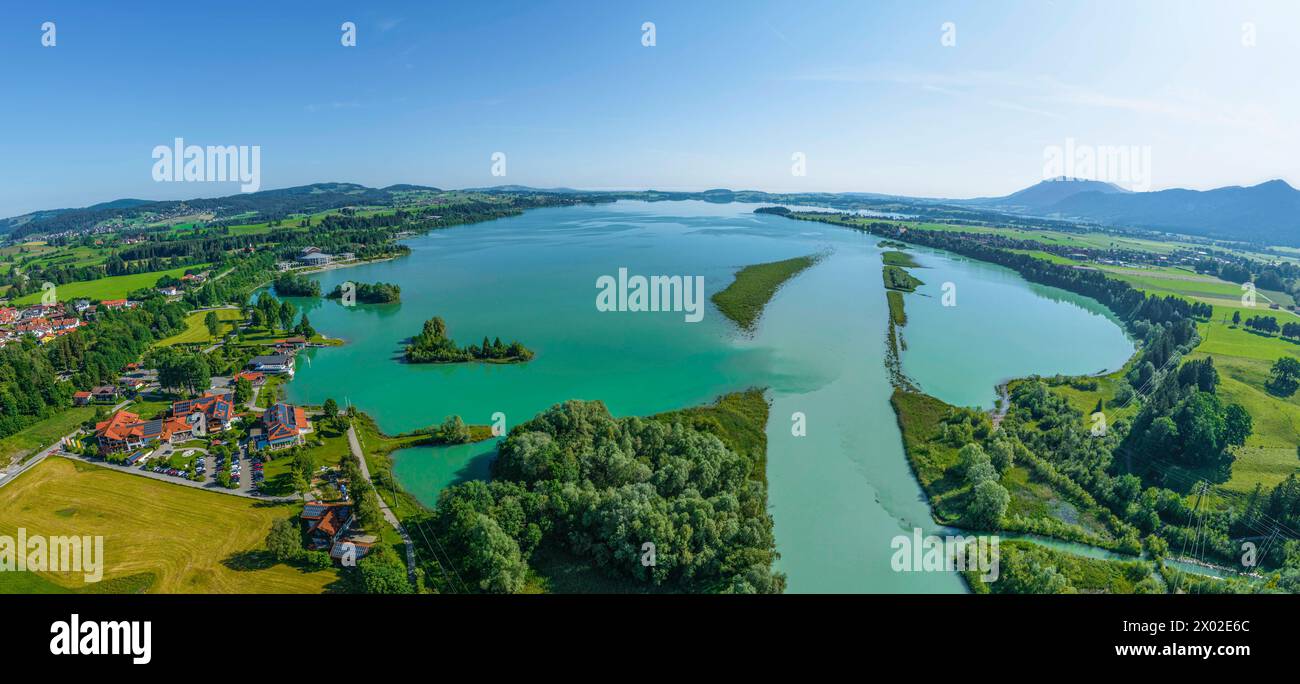 Die Lechmündung in den Forggensee bei Füssen von oben Ausblick auf den ...