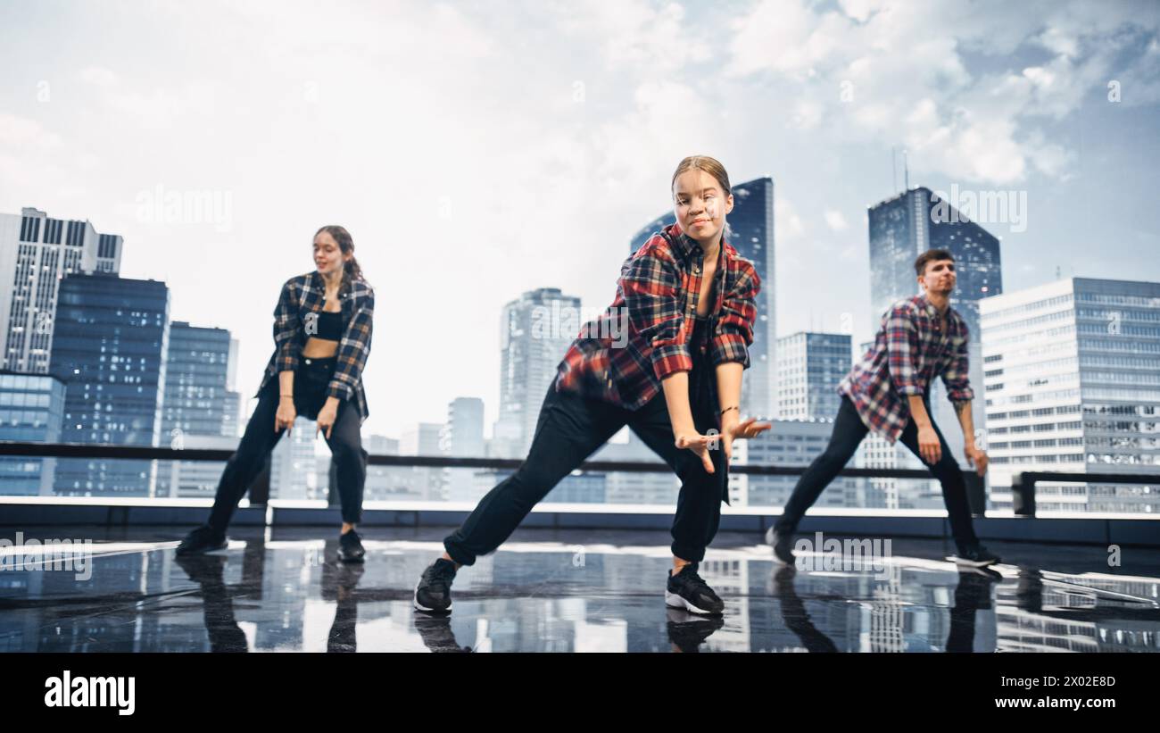 Diverse Group of Three Professional Dancers Performing a Hip Hop Dance ...