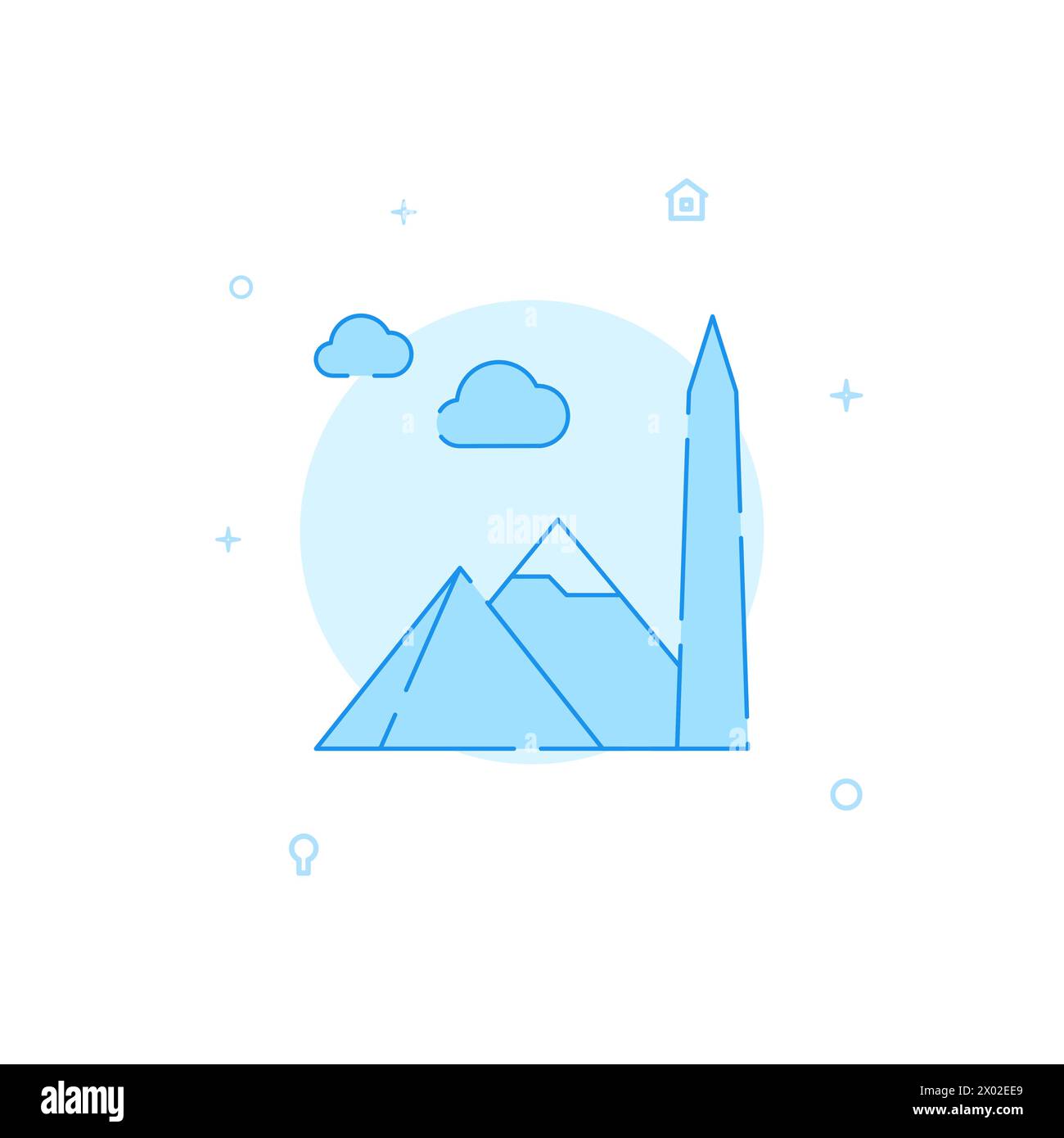 Egyptian pyramids and obelisk vector icon. Flat illustration. Filled ...