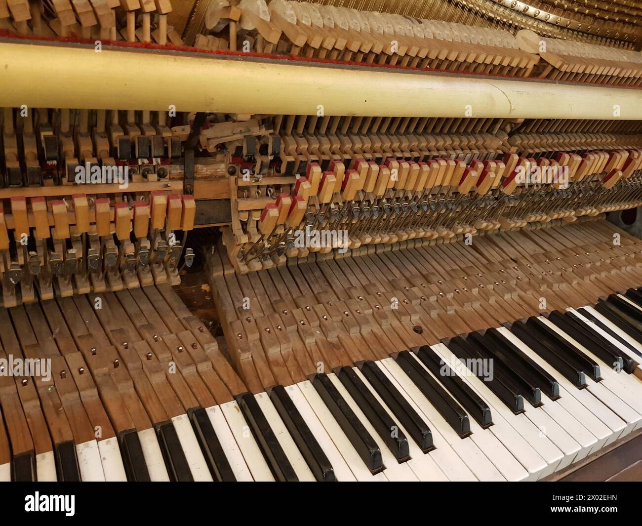 Traditional upright piano keys and mechanism background Stock Photo - Alamy