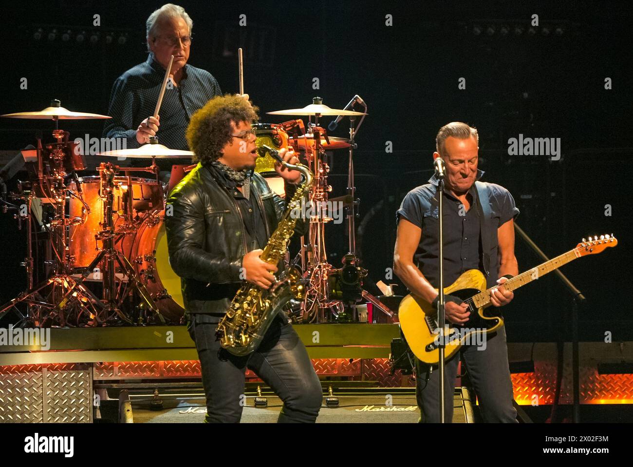 Los Angeles, Ca. 7th Apr, 2024. Jake Clemons and Bruce Springsteen as ...