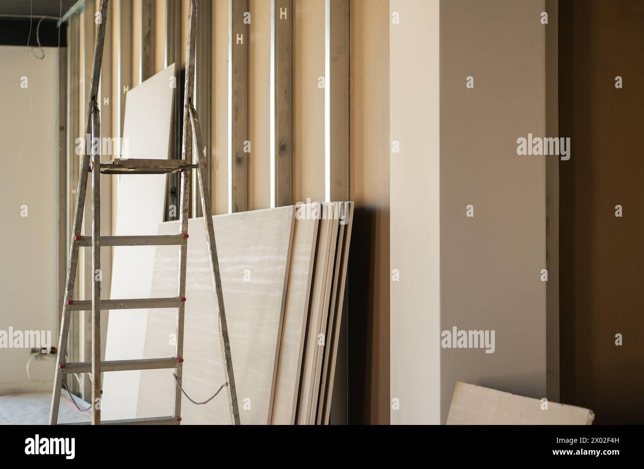 Building Drywall Walls. Building Interior. Construction Site Theme Stock Photo - Alamy