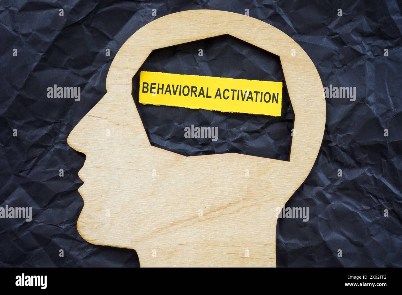 Head shape with phrase Behavioral activation Stock Photo - Alamy