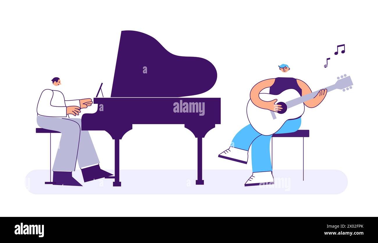 Creative professions, art industry workers, musicians with instruments ...