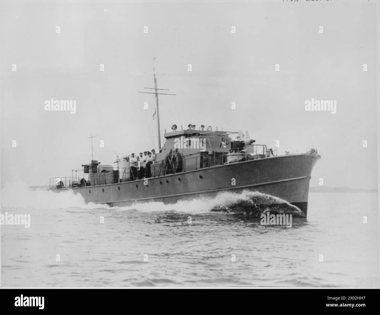 MGB 333, a Royal Navy Motor Gun Boat, is underway at speed in 1941 ...
