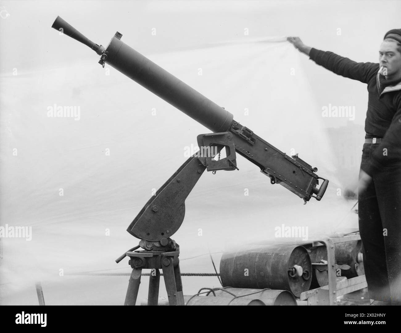 MOUNTING FOR COLT AUTOMATIC MACHINE GUN. DECEMBER 1941, ON BOARD HNMS ...