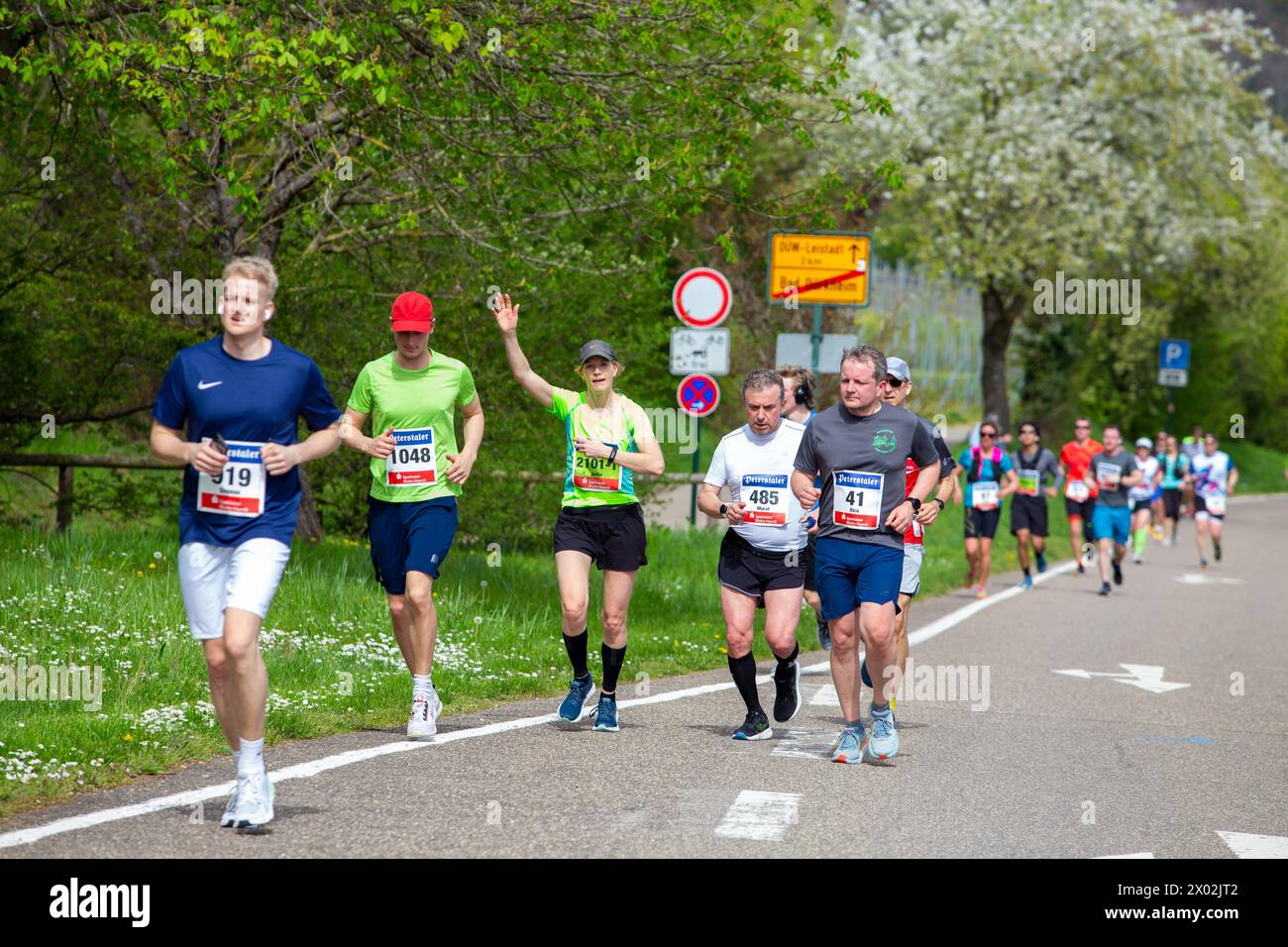 Bad Dürkheim, Germany, April 07, 2024: Runners at the 13th German Wine ...