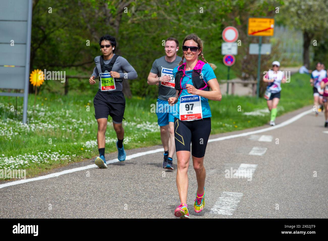 Bad Dürkheim, Germany, April 07, 2024: Runners at the 13th German Wine ...