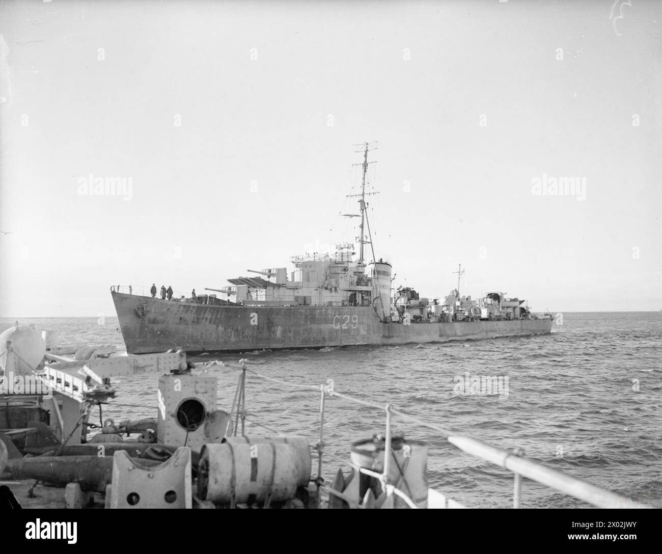 The O-class destroyer HMS Offa operates off the coast of Iceland from 3 ...