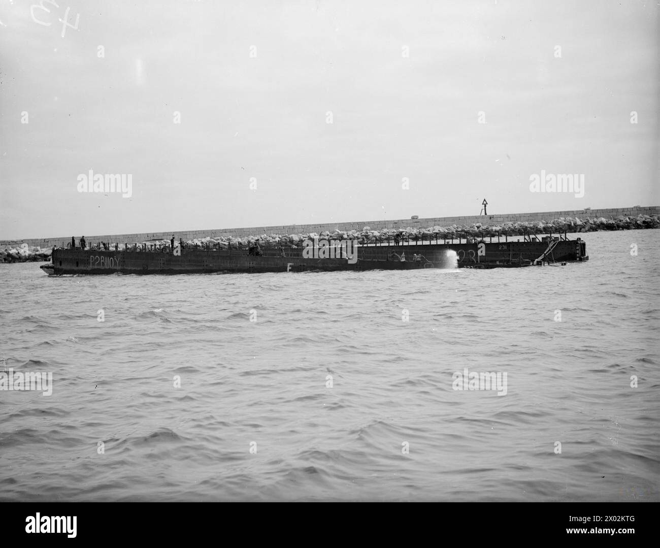 In April 1944, Mulberry Harbours at Weymouth and Marchwood were ...