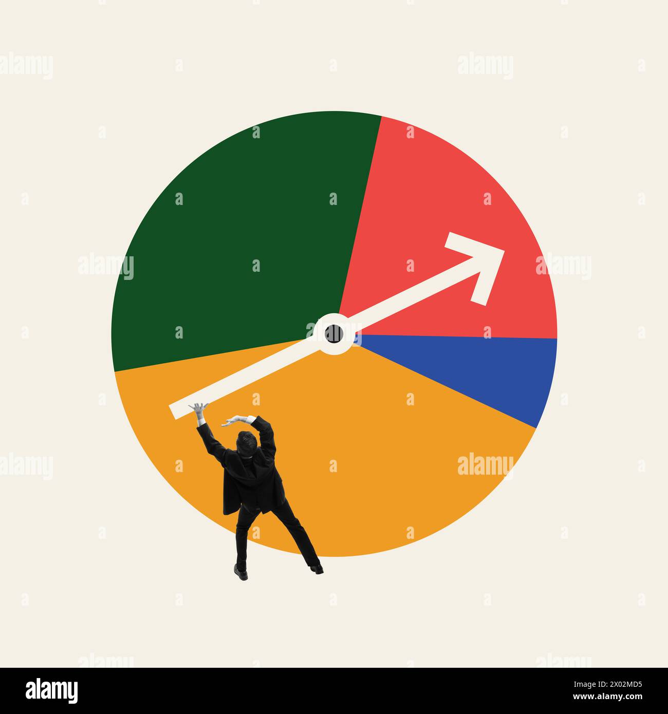 Visual metaphor for business efficiency and optimization. Man and ...