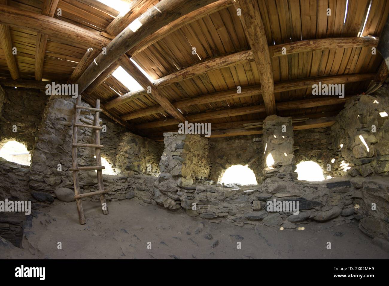 Inside of traditional medieval Svaneti tower, Mestia village, Svaneti ...
