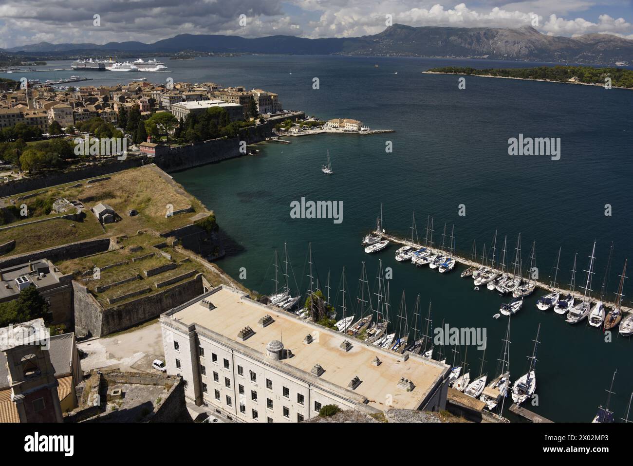 Elevated view of Corfu Town, Corfu, Greek Islands, Greece, Europe Stock ...