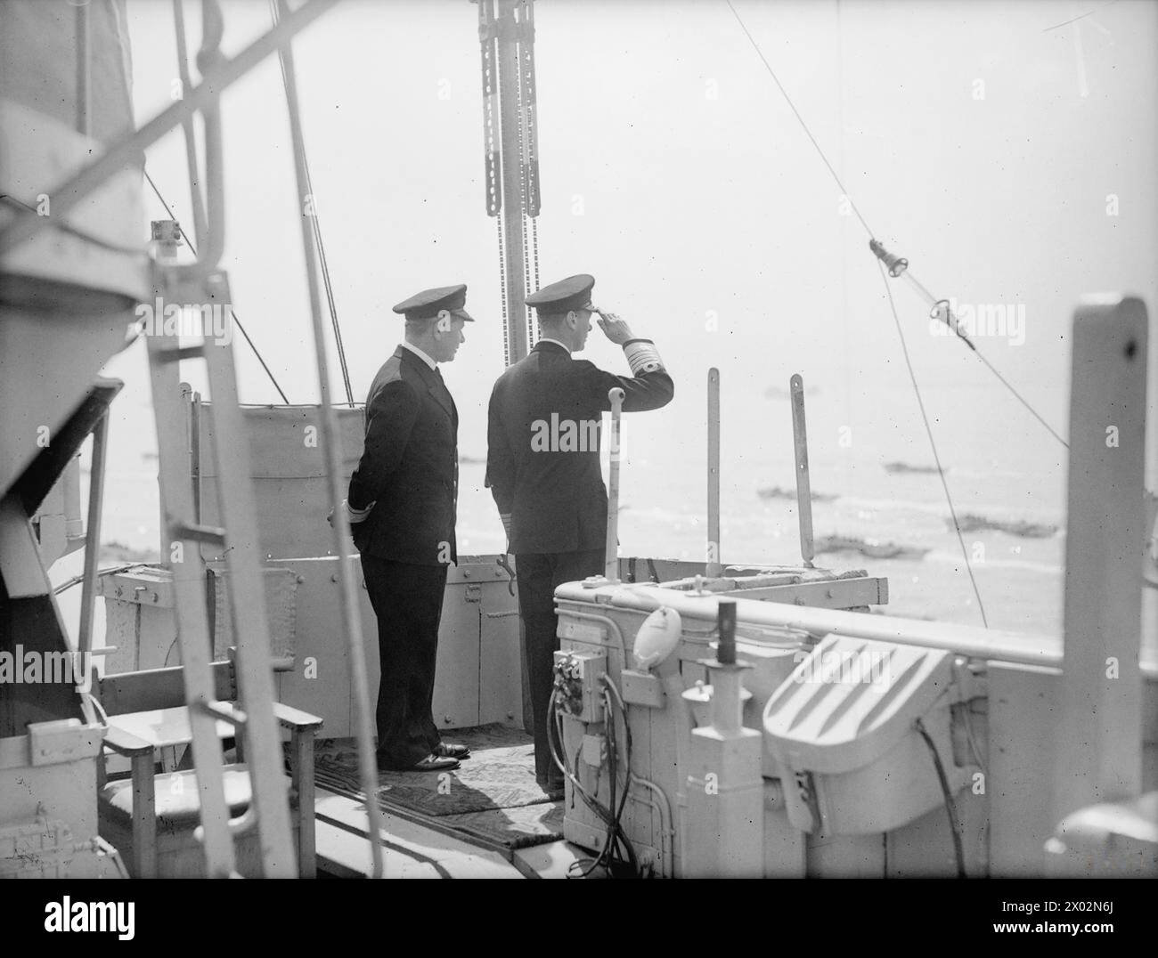 THE KING WITH THE INVASION FLEET. 24 MAY 1944, ON BOARD THE HMS LARGS ...