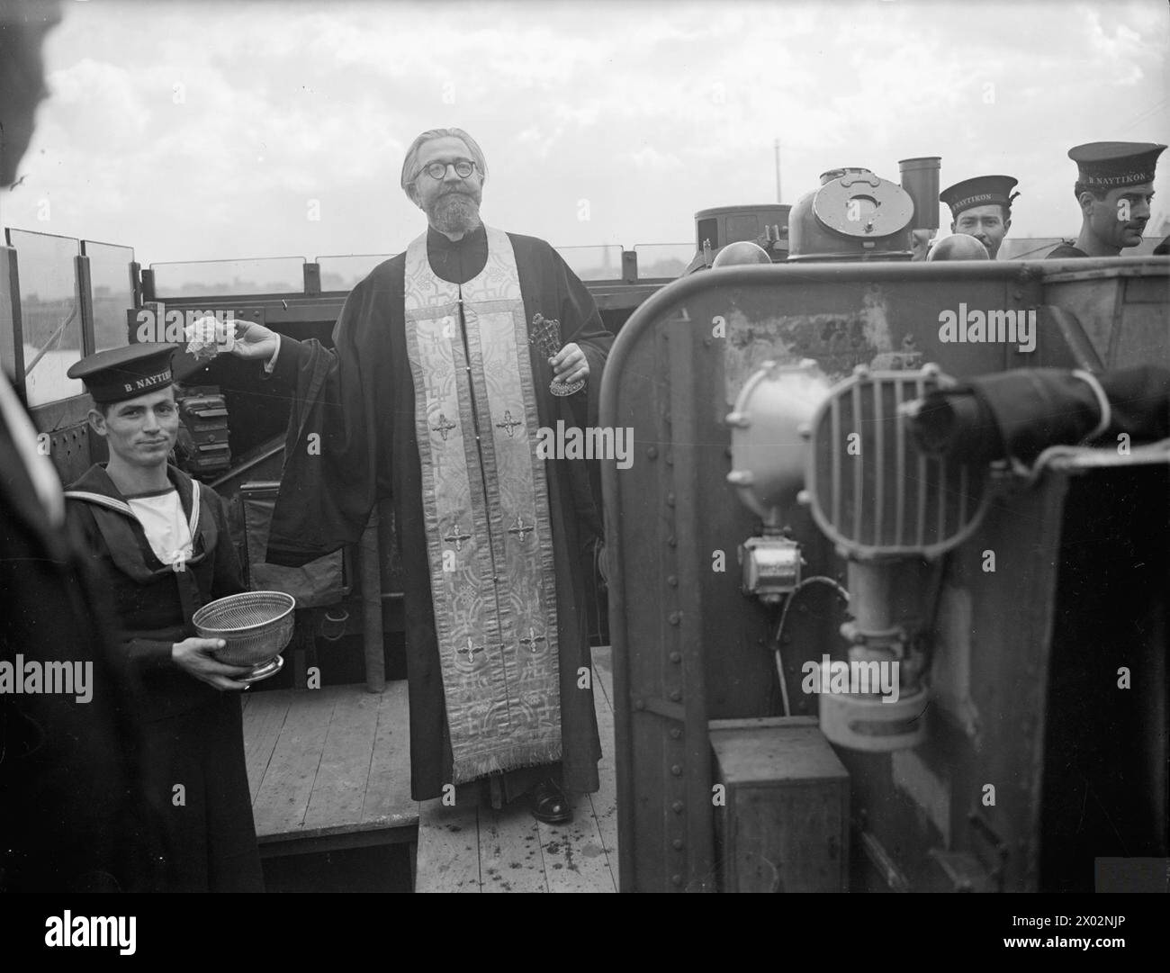 ARCHIMANDRITE BLESSES NEW GREEK DESTROYER THEMISTOCLES. 11 JULY 1943 ...