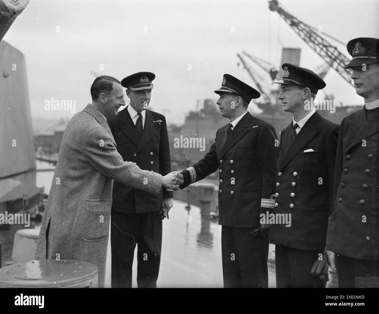 On 22 April 1943, Lord Knollys, Governor of Bermuda, presents a plaque ...