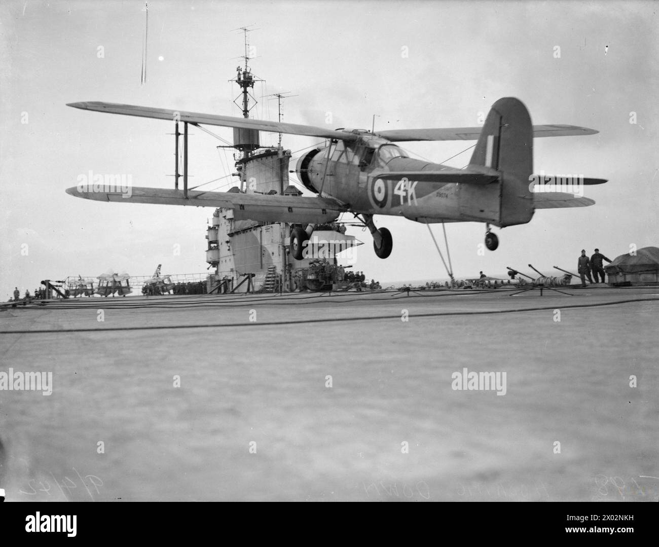 A Fairey Albacore of 817 Squadron landed on the flight deck of HMS ...