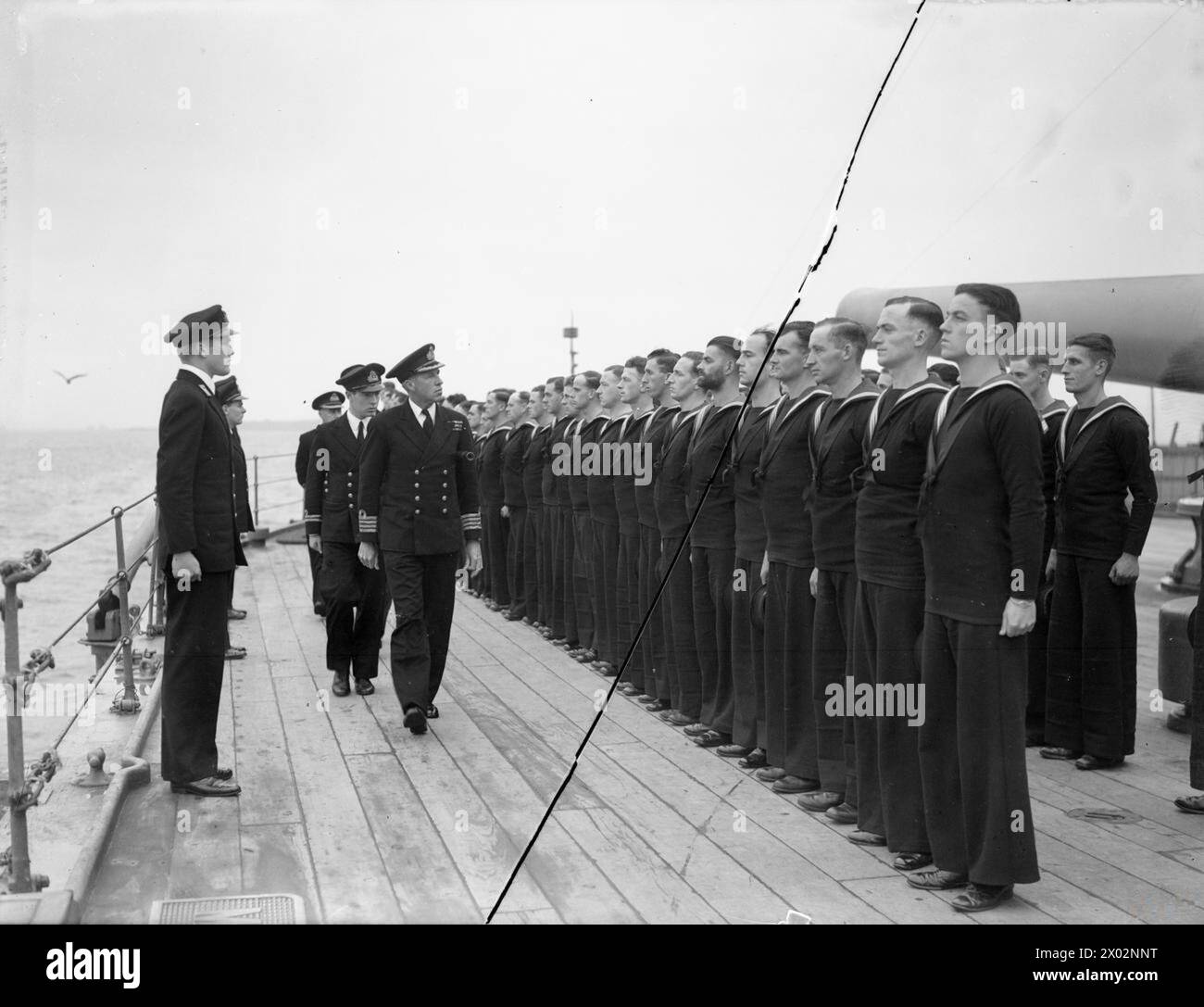 ON BOARD HMS MALAYA. OCTOBER 1941. - Sunday morning Divisions on board ...