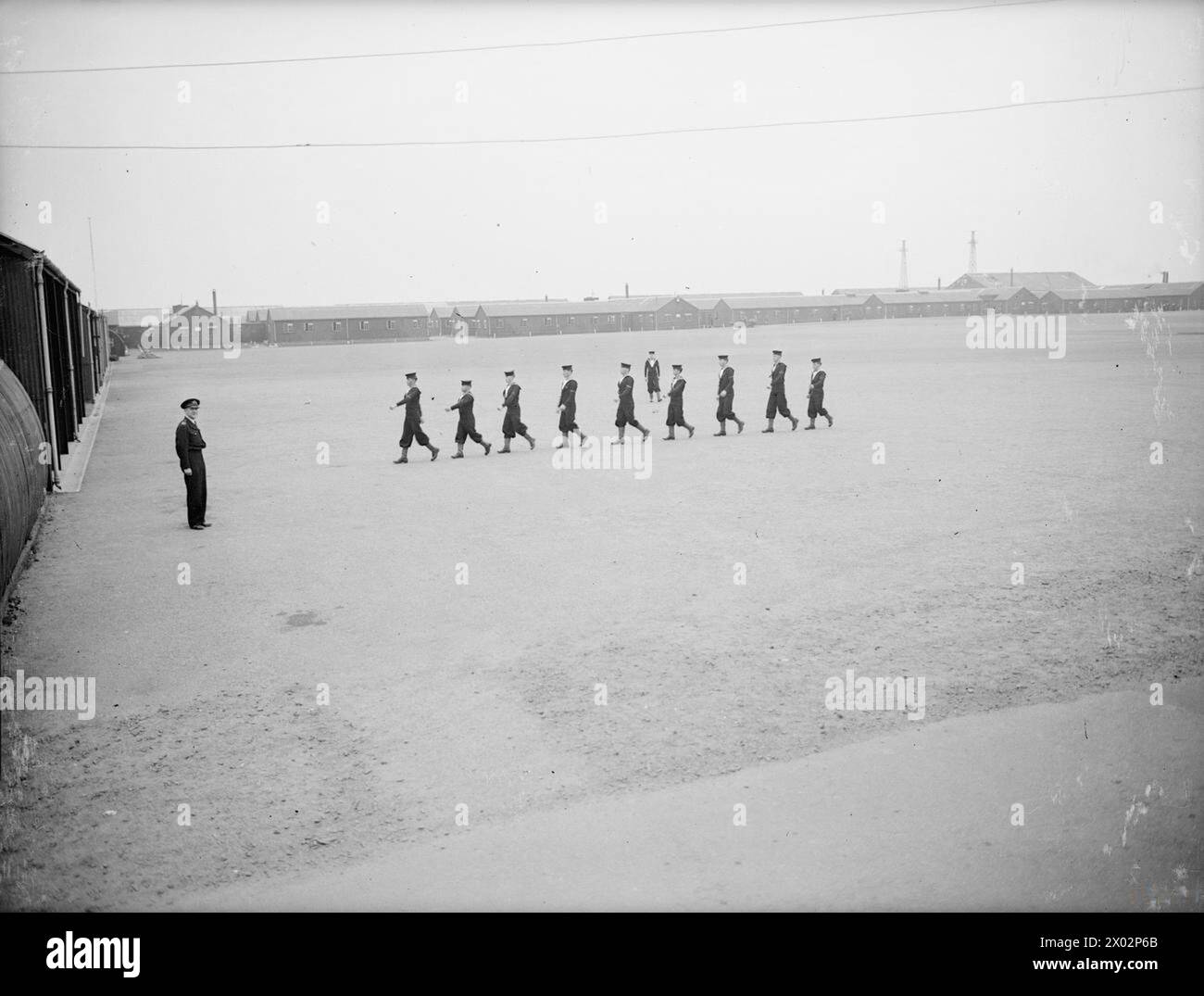 The parade ground at HMS Dundonald, Troon, in July 1945 illustrates the ...
