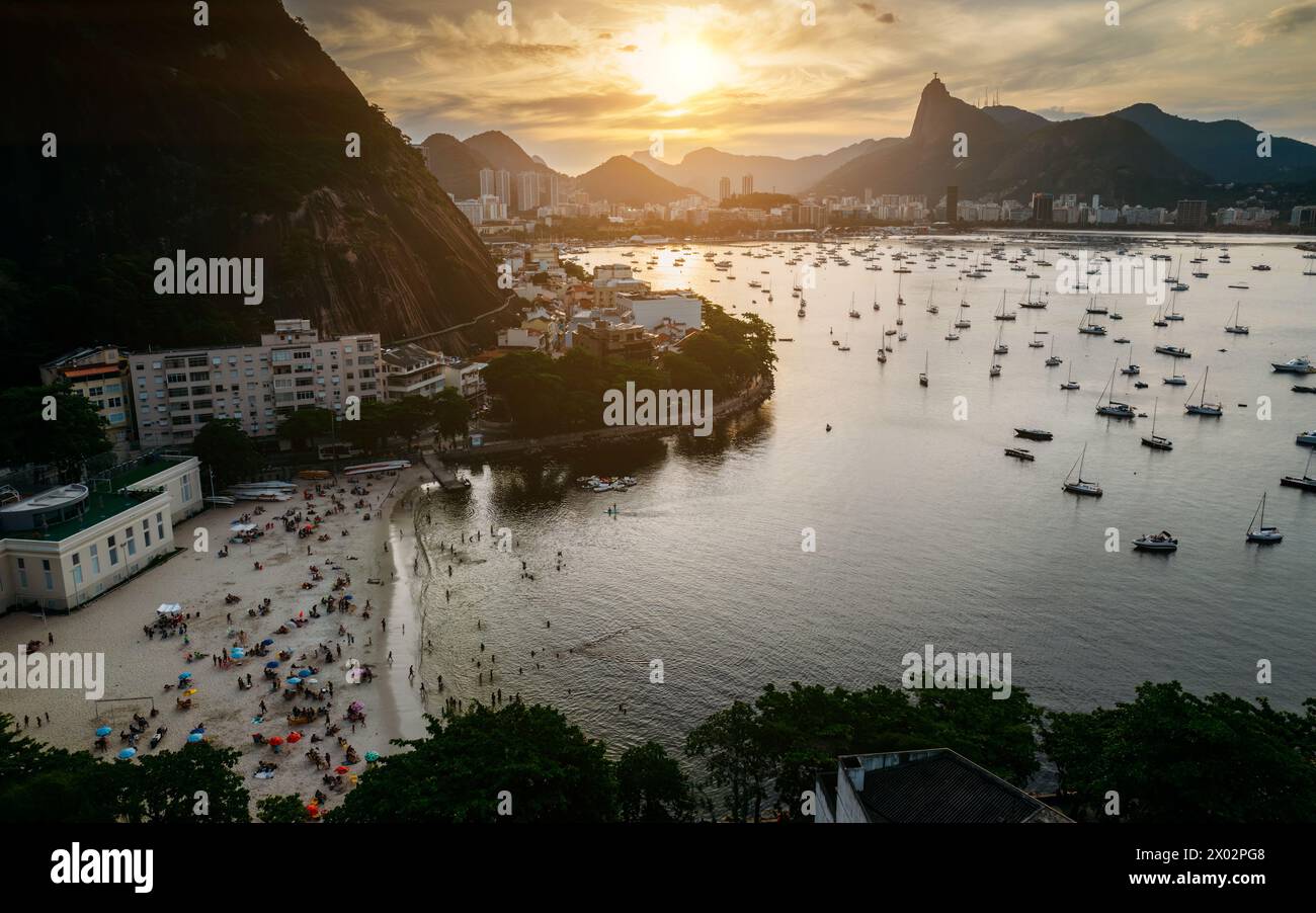 View of Praia da Urca with surrounding Botafogo Bay, UNESCO, between ...