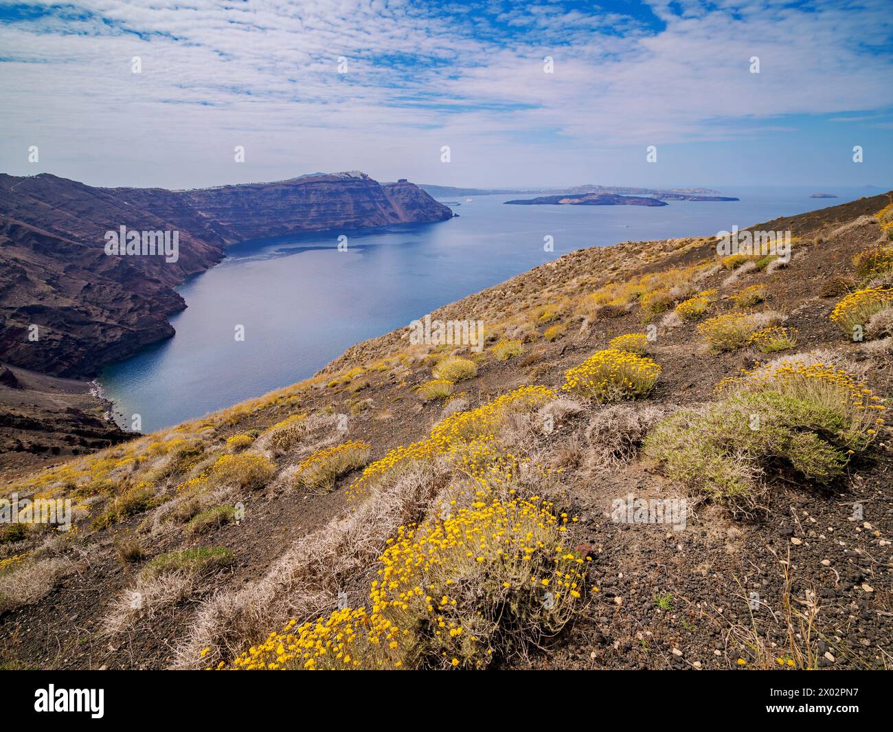 Landscape of the caldera, Santorini (Thira) Island, Cyclades, Greek ...