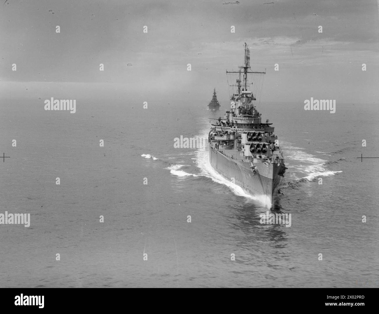 THE AUGUSTA AND HER ESCORT IN THE CHANNEL. 14 JULY 1945, AERIAL ...