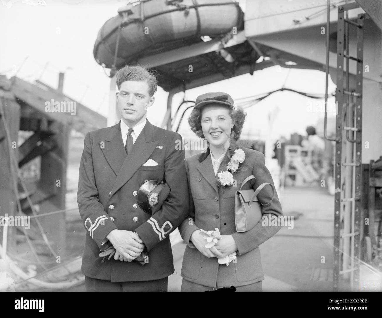 WEDDING IN A DESTROYER. 18 JULY 1944, ON BOARD HMS WESSEX, GREENOCK ...