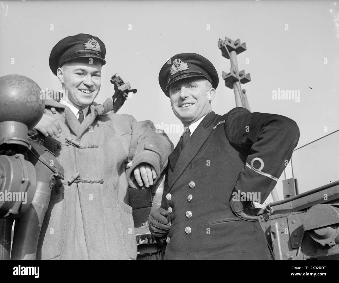 MEN OF HMS CRANE AFTER 4 DAYS AND 3 NIGHTS' ACTION.NEWPORT, MON ...