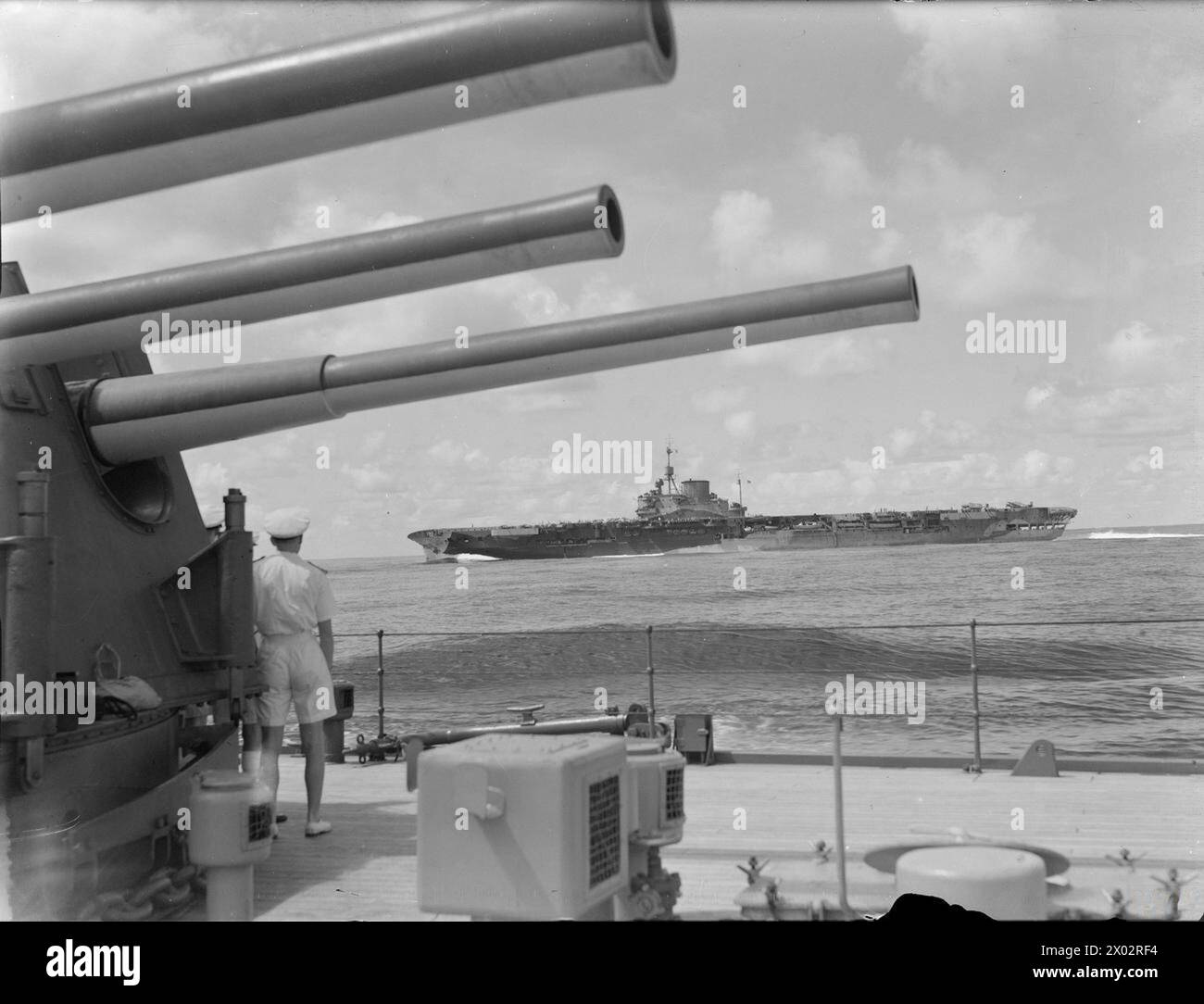 THE BRITISH AIRCRAFT CARRIER HMS ILLUSTRIOUS. FROM ABOARD HMS MAURITIUS ...