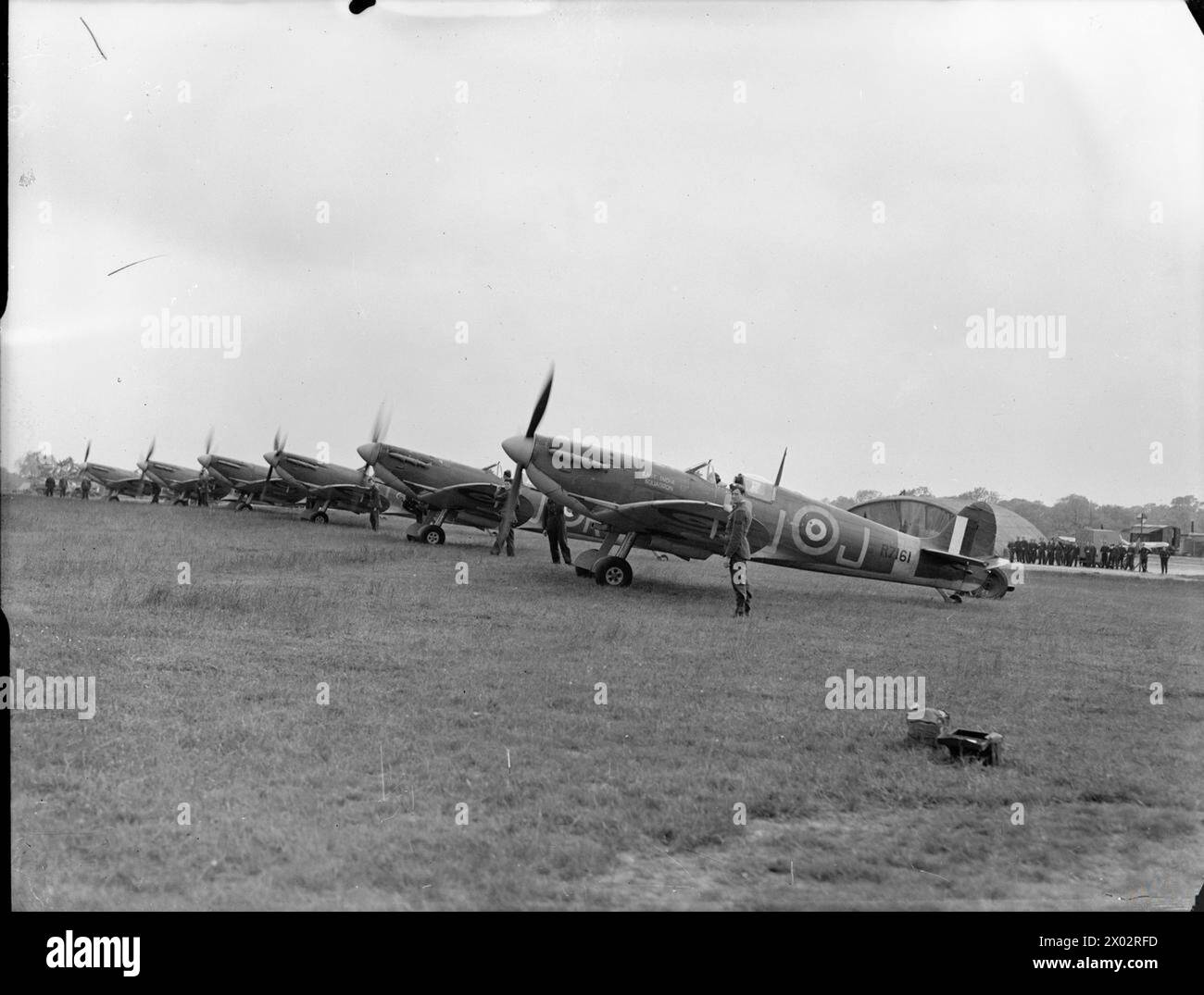 Supermarine Spitfire Mk VBs of No. 92 Squadron RAF lined up at Biggin ...