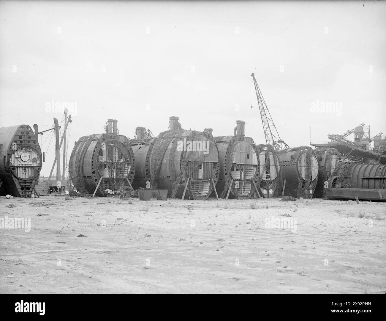 On 8 July 1945, wreckage of German ships and prefabricated U-boat ...