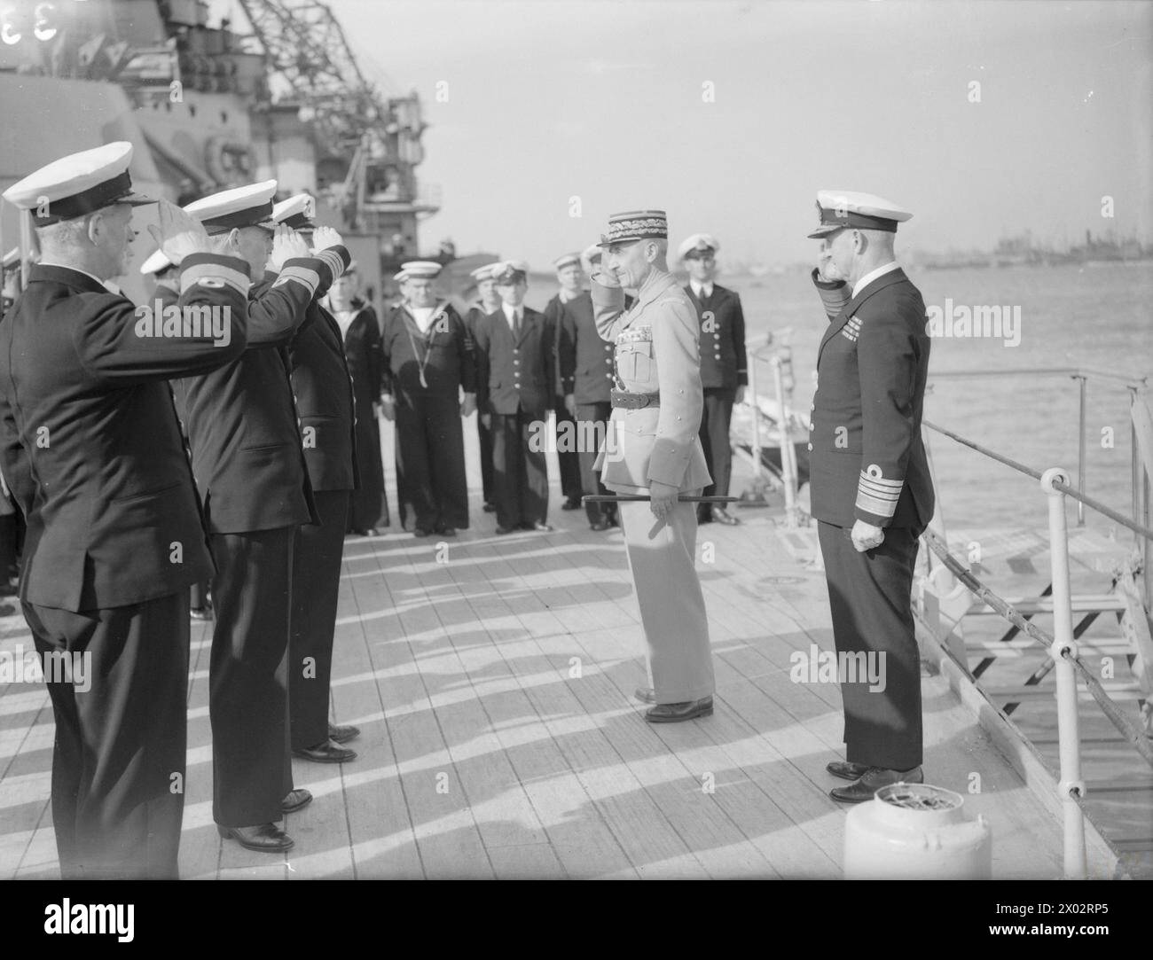 GENERAL CATROUX VISITS ADMIRAL CUNNINGHAM ON BOARD THE FLAGSHIP HMS ...