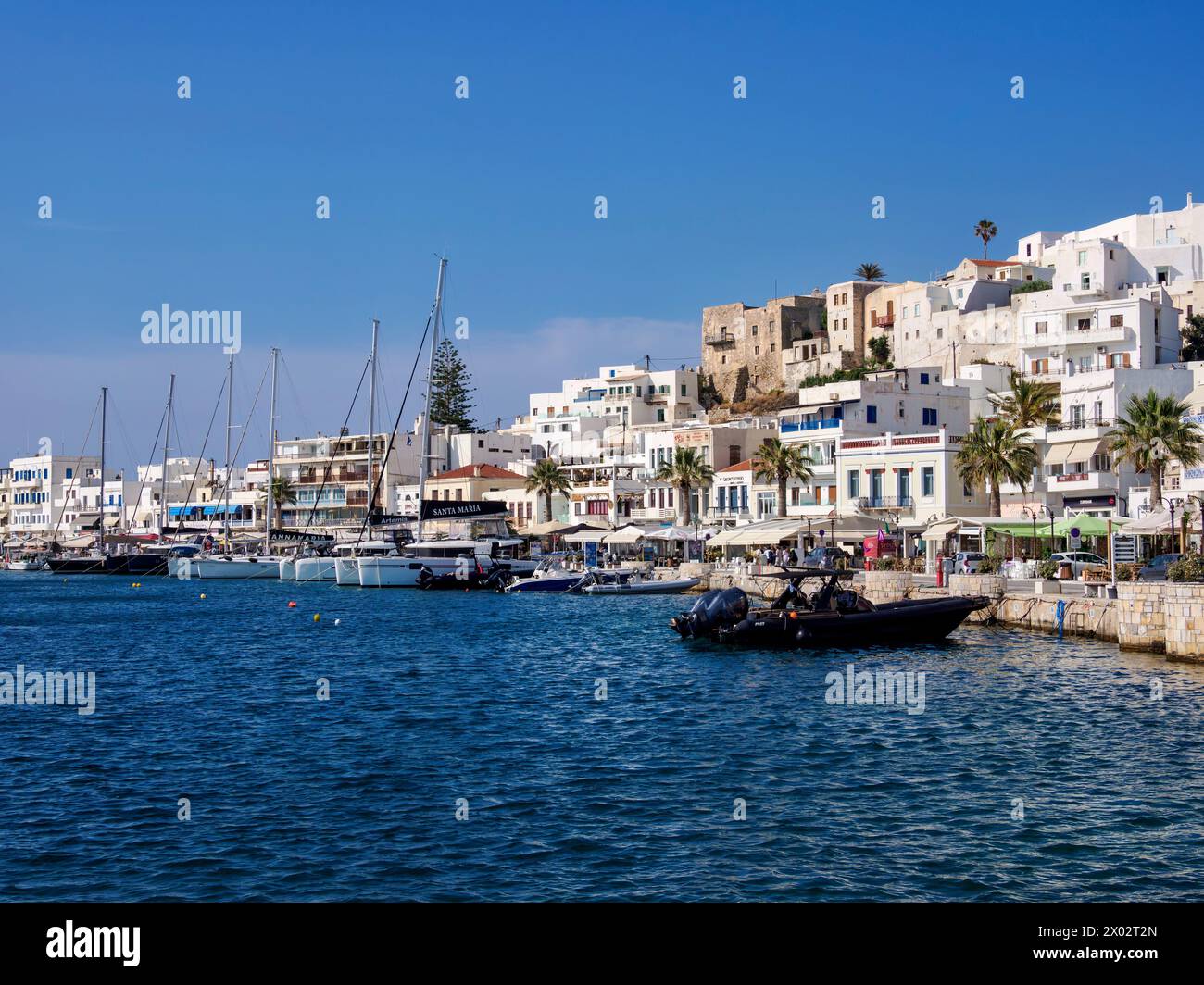 Waterfront of Chora, Naxos City, Naxos Island, Cyclades, Greek Islands ...