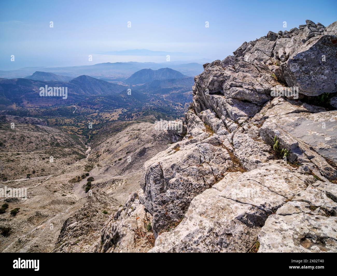 Landscape seen from the peak of Mount Zas (Zeus), Naxos Island ...