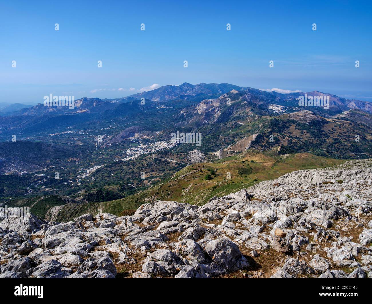 Landscape seen from the peak of Mount Zas (Zeus), Naxos Island ...