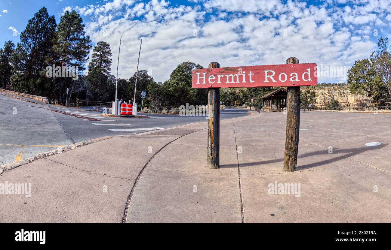 The Hermit Road Transfer Station Bus Stop and entry gate at Grand ...