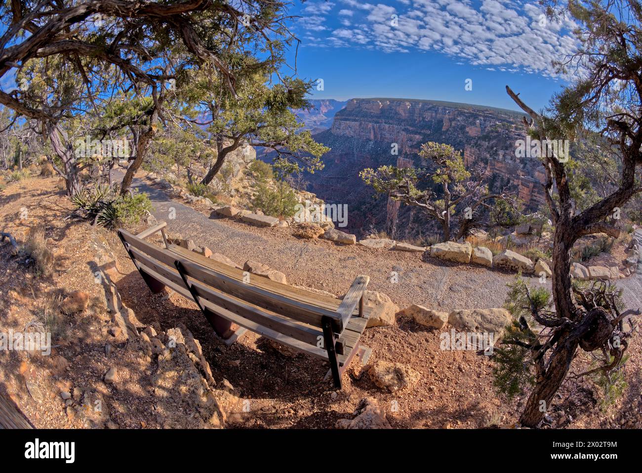 A bench along the rim trail overlooking Grand Canyon South Rim off ...
