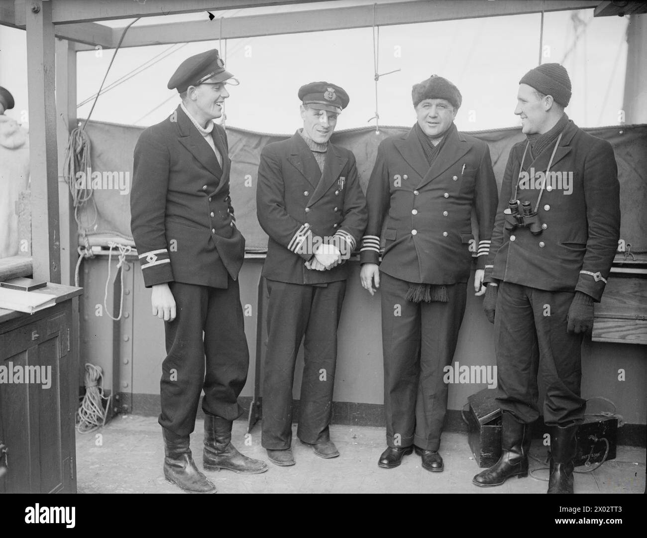 On board the British merchant ship Empire Kangaroo, convoying off the ...