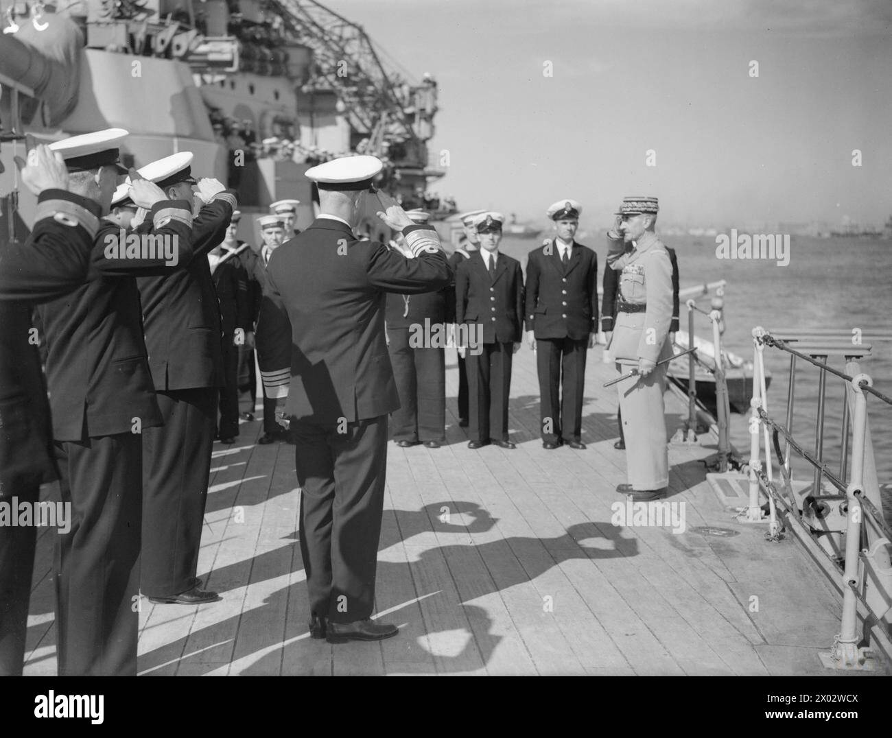 GENERAL CATROUX VISITS ADMIRAL CUNNINGHAM ON BOARD THE FLAGSHIP HMS ...