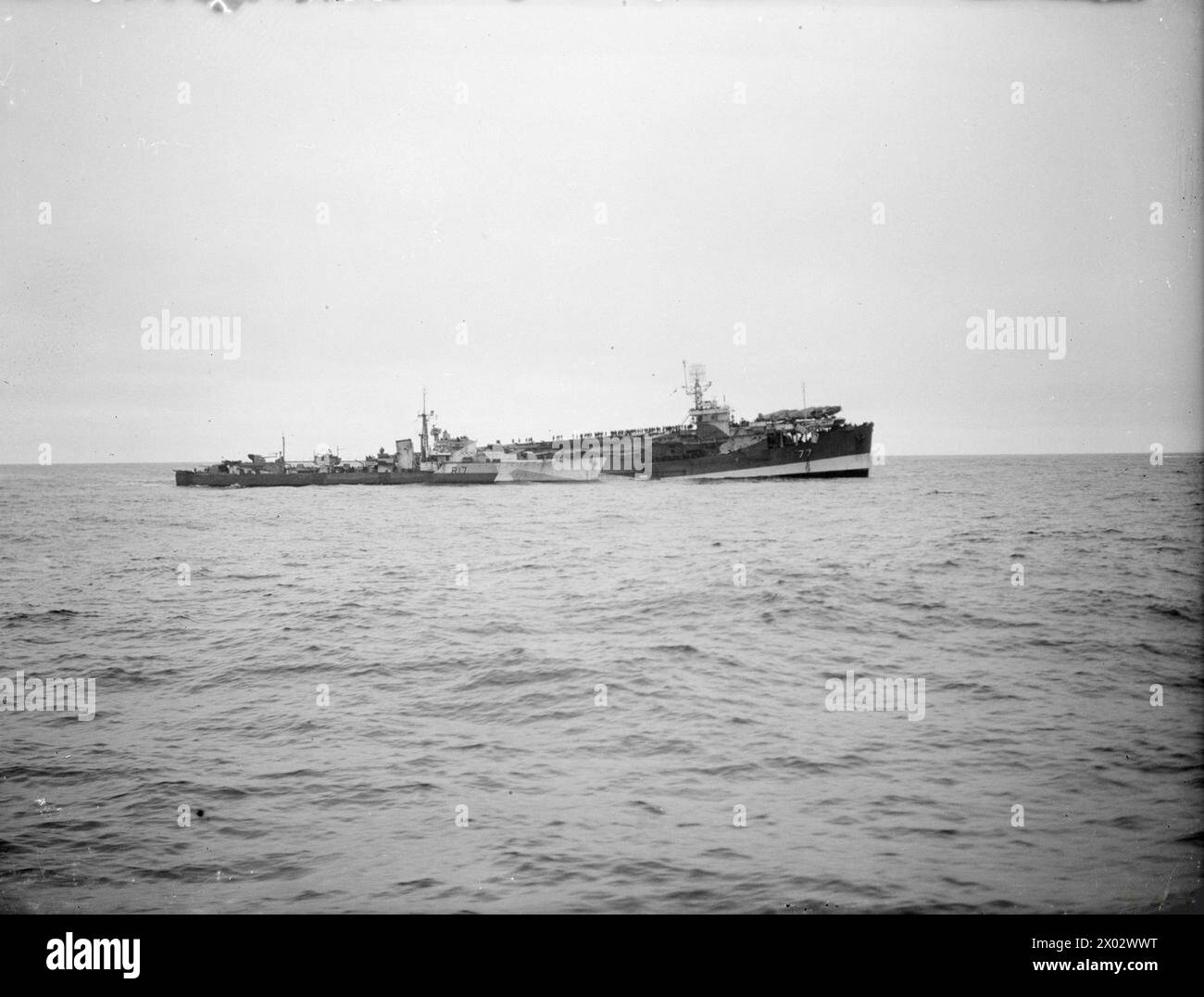 In August 1944, HMS Nabob, torpedoed during operations in northern ...