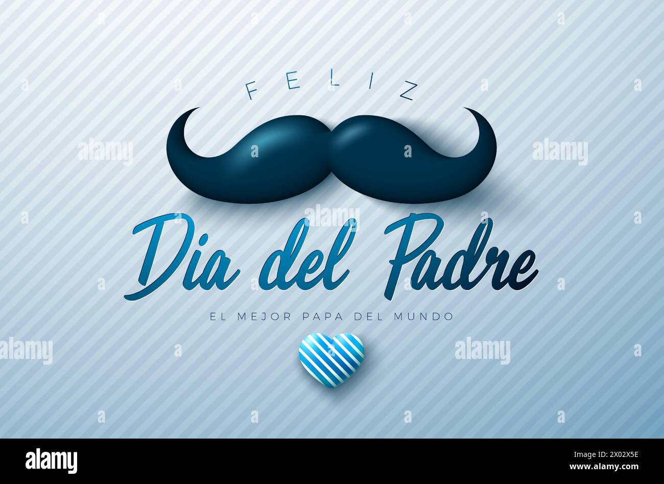 Happy Father's Day Greeting Card Design with Heart and Mustache on ...