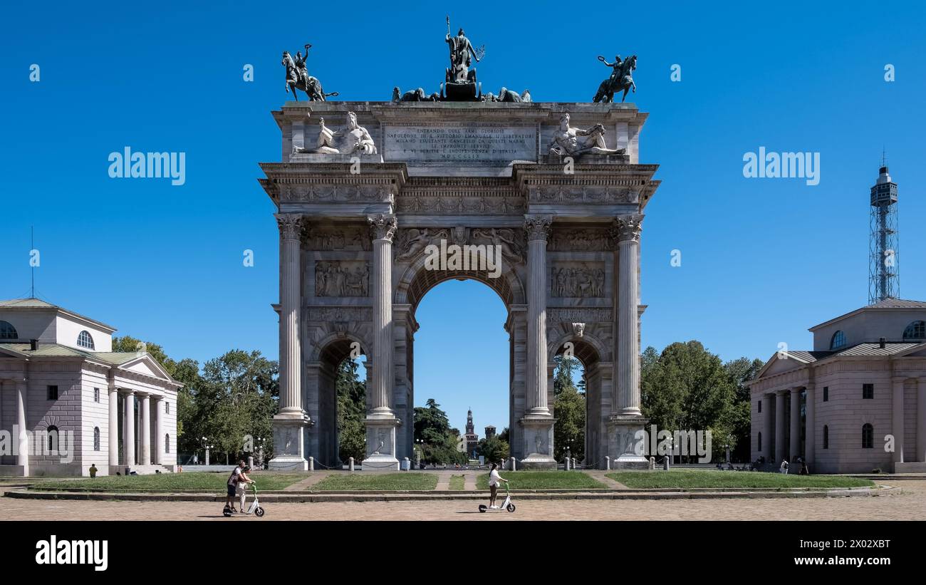View of Porta Sempione (Simplon Gate) and Arco della Pace (Arch of ...