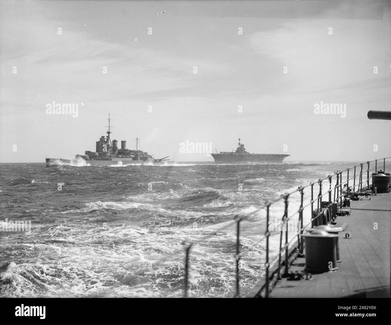ON BOARD THE CRUISER HMS SHEFFIELD. APRIL 1941. - View of the Battlecruiser HMS RENOWN with HMS ...
