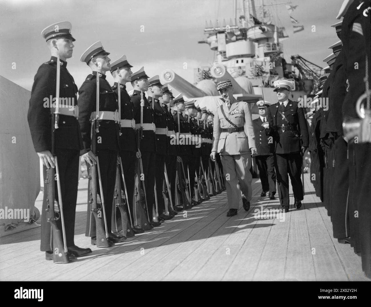 GENERAL CATROUX VISITS ADMIRAL CUNNINGHAM ON BOARD THE FLAGSHIP HMS ...