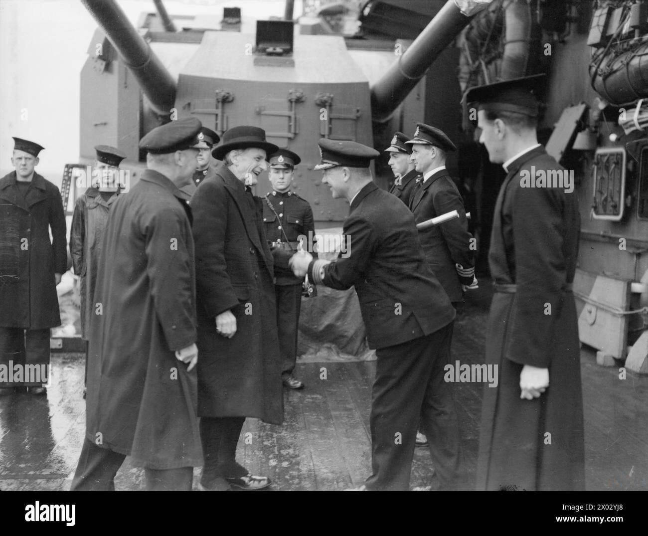 BISHOP OF ABERDEEN VISITS HOME FLEET FLAGSHIP. 11 APRIL 1943, SCAPA ...