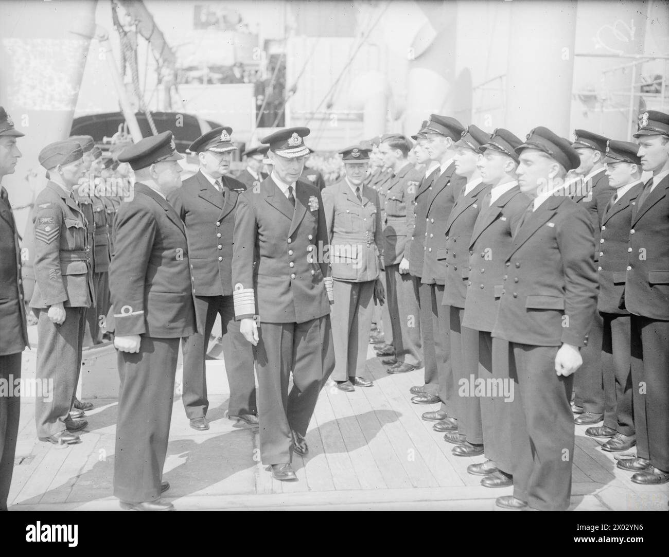 THE KING WITH THE INVASION FLEET. 24 MAY 1944, ON BOARD THE HMS LARGS ...