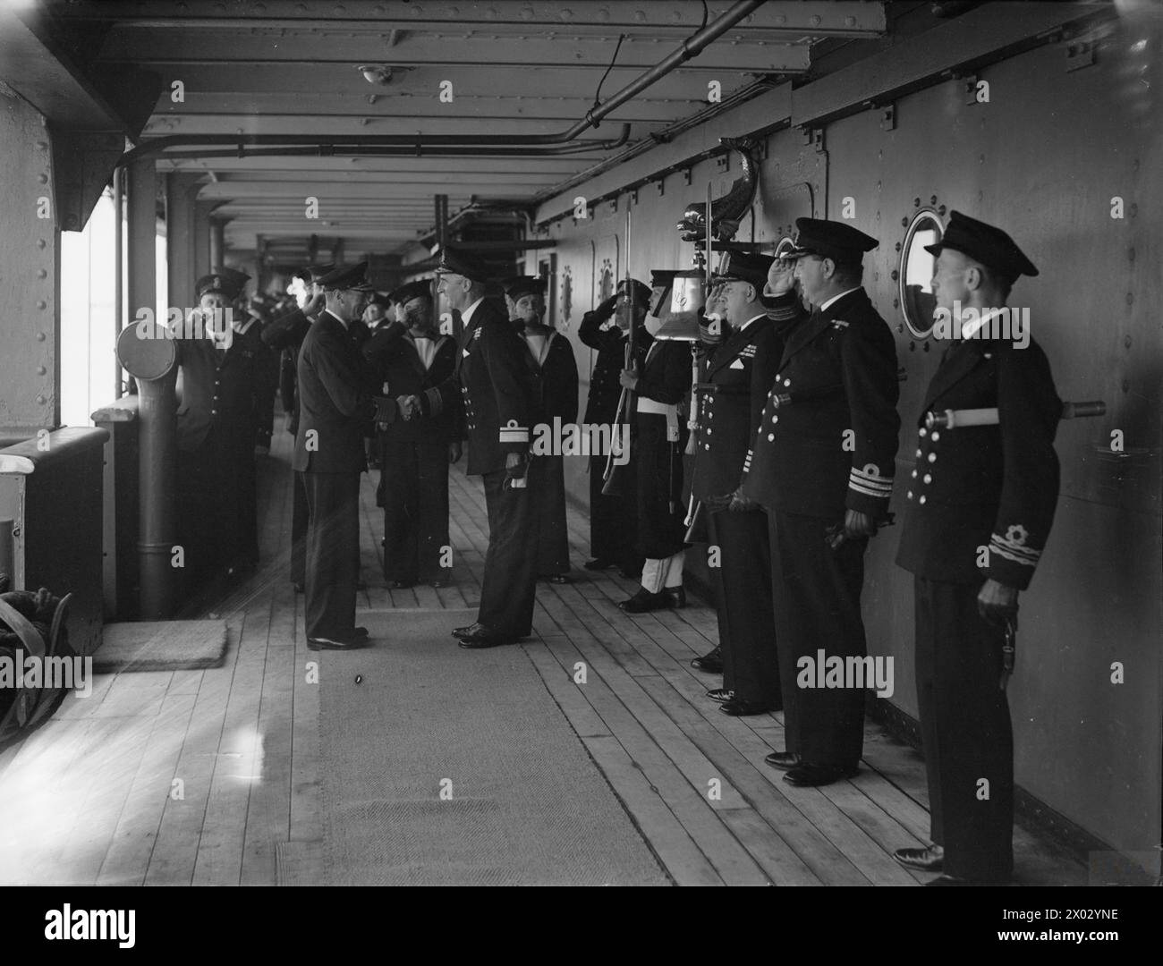 THE KING WITH THE INVASION FLEET. 24 MAY 1944, HMS BULOLO, AT BEAULIEU ...