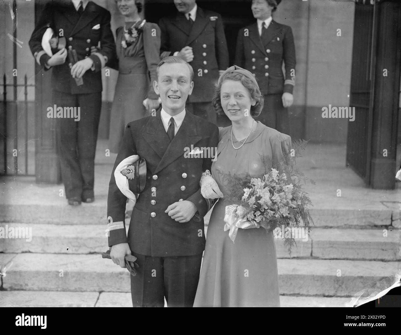 ALL-NAVAL WEDDING AT GIBRALTAR. 1942, CHIEF PETTY OFFICER BARBARA DE B ...