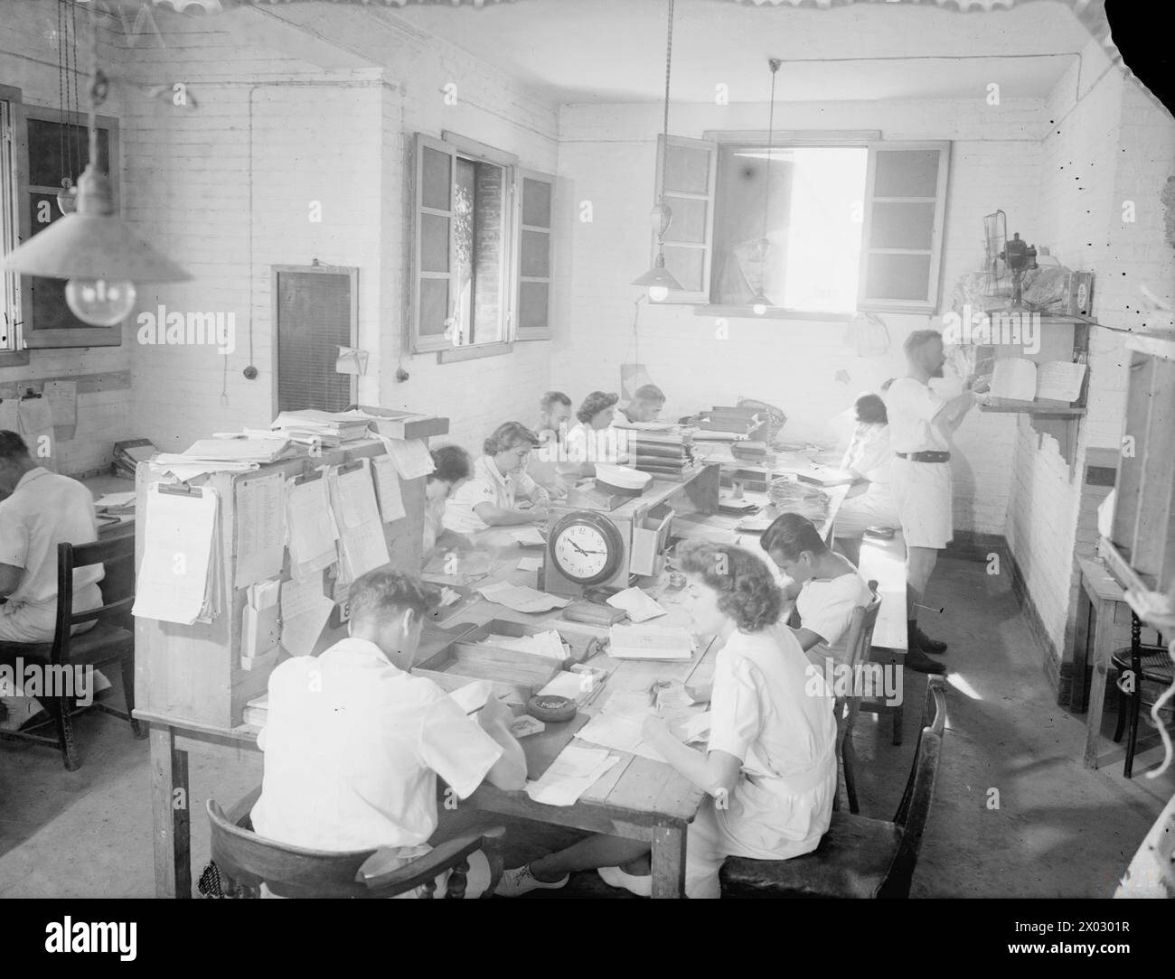WRNS and naval ratings work in the coding office at Ras El Tin ...